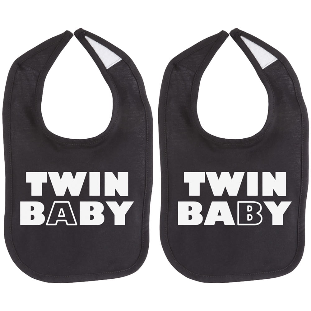 Twin Baby Twin Set Unisex Newborn Baby Soft 100% Cotton Bibs in Black ...