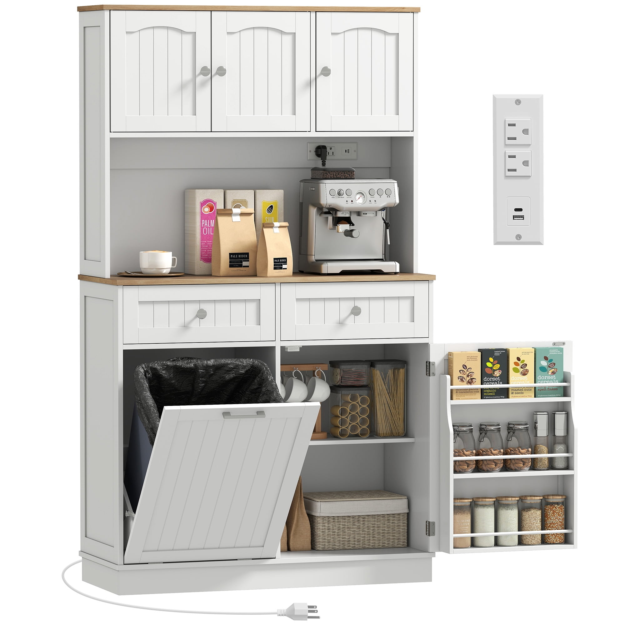 Click here for Homcom 68 Pantry Cabinet  Kitchen Cabinet With Cha... prices