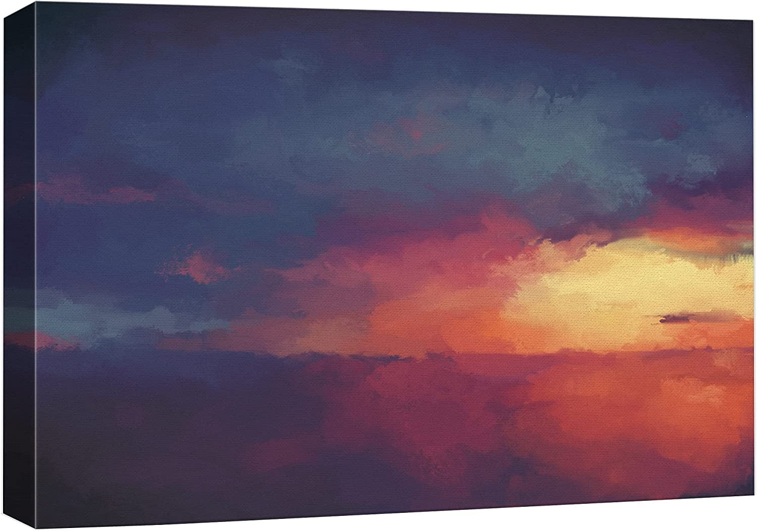 Canvas Print Wall Art Abstract Blue, Yellow & Orange Sunset Nature ...