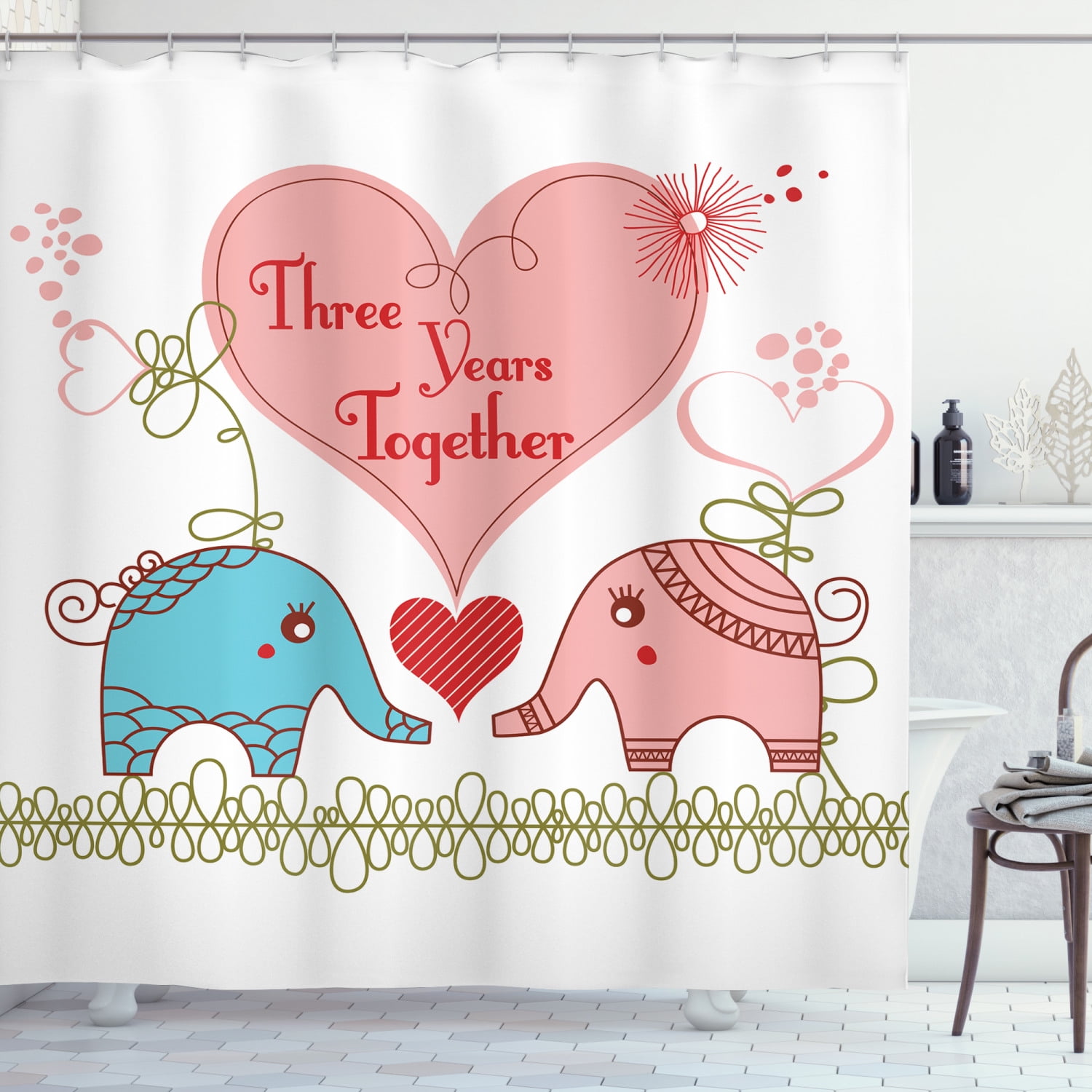 3rd Year Anniversary Gift for Couple 3 Years Together Shower Curtain ...