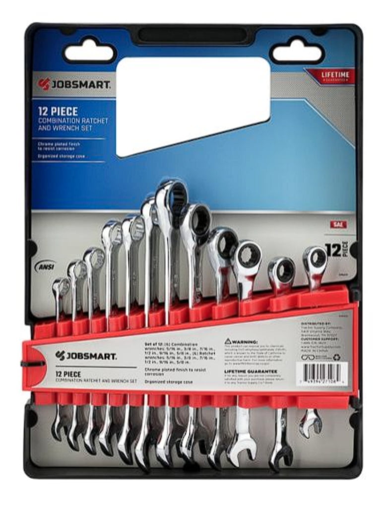 JobSmart JS2020008 12 pcs. Combination & Ratchet Wrench Set - Walmart.com