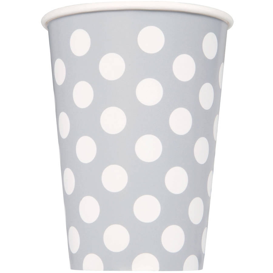12oz Paper Silver Polka Dot Cups, 6ct - Walmart.com