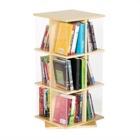 Guidecraft School Supply Kids 3 Tier Rotating Wood Bookcase in Natural ...