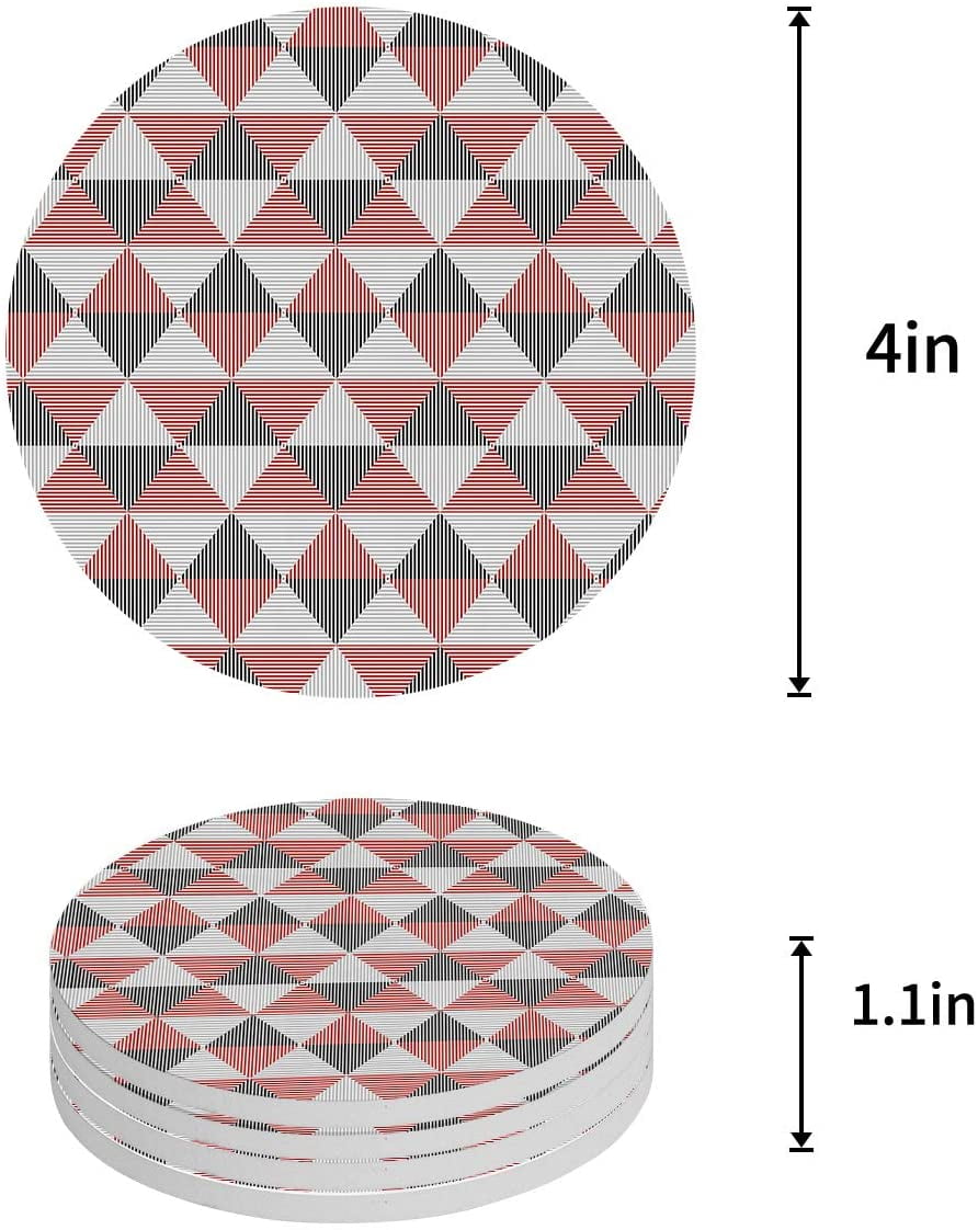 FMSHPON Geometric Triangle Mosaic Pattern Set of 6 Round Coaster for ...