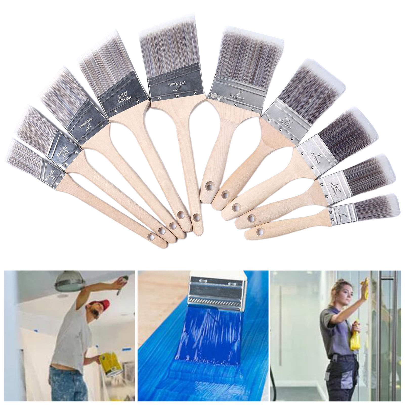 Paint Brush with Fine Bristles and Wooden Handle for Even and Smooth ...