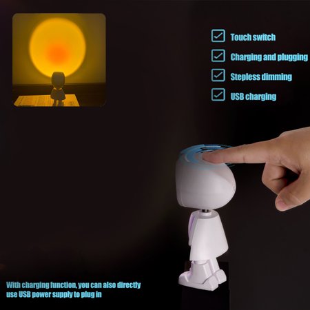Sunset Desk Projection Light Robot Figure LED Art Projection Sunset ...