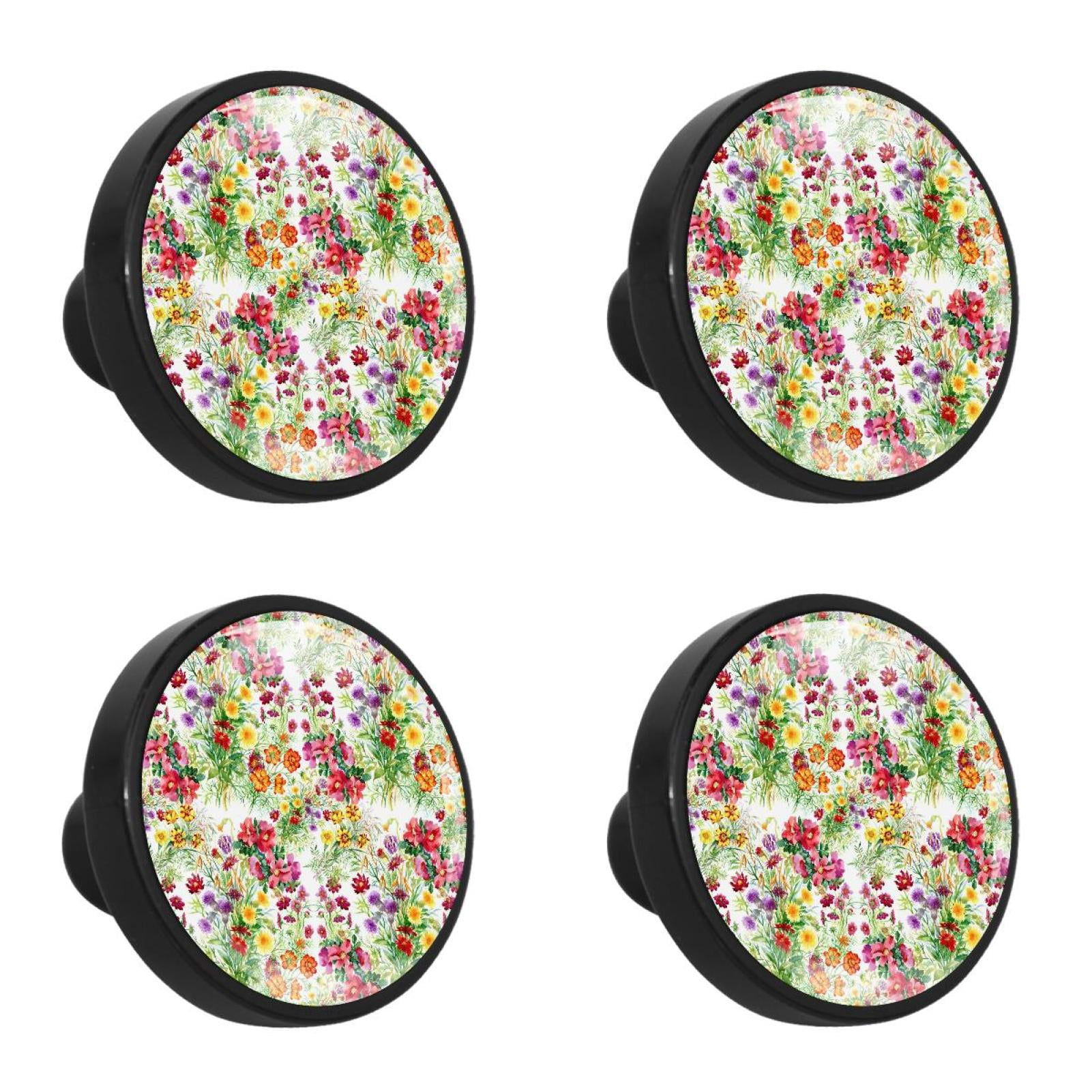 4 Pcs Spring Flowers Knobs for Kitchen Cabinet Cupboard Dresser ...