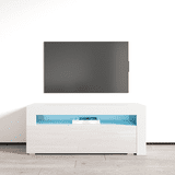 Arm Modern High Gloss 79" TV Stand with LED Lights, Storage Cabinets ...