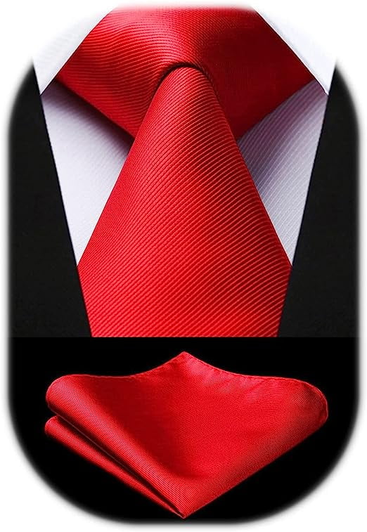 HISDERN Solid Color Ties for Men Business Tie and Pocket Square Set ...