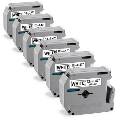 6-Pack M-K231s MK231 M-231 M231 M Tape 12mm 1/2 Inch Label Tape Replace ...