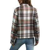 Anygrew Womens Shacket Plaid Shirts Flannel Shacket Jacket Long Sleeve ...