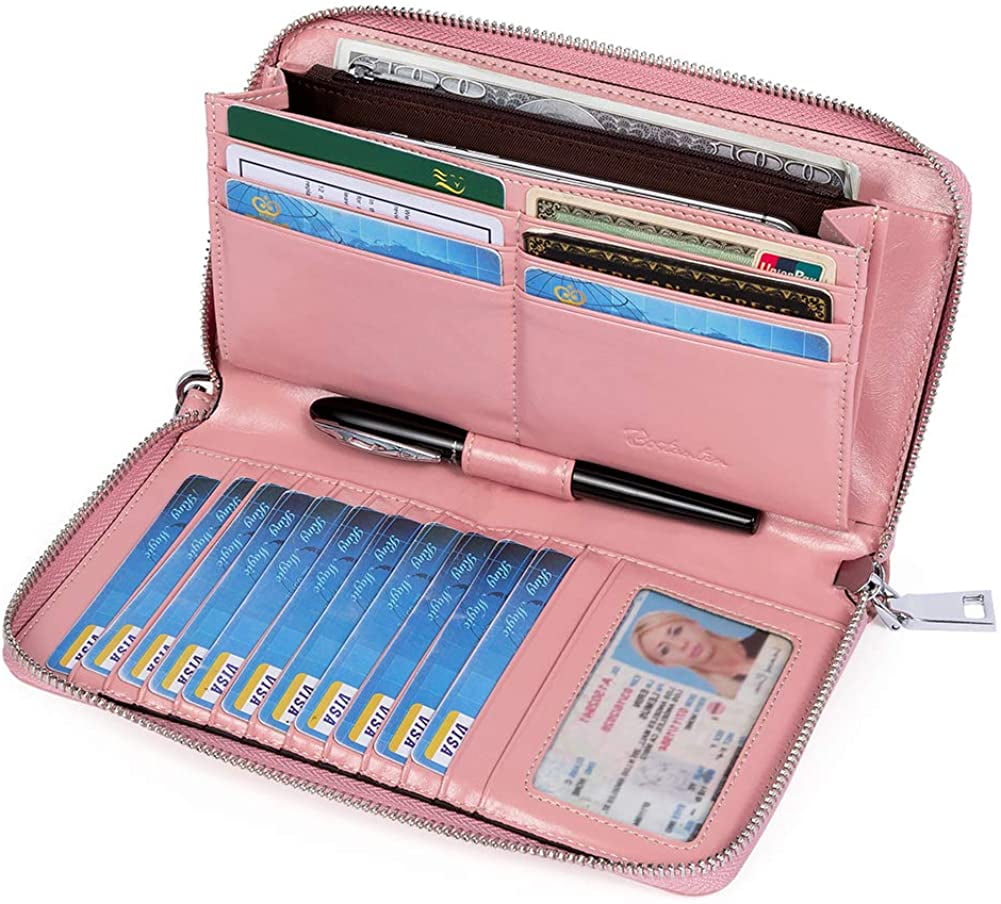 BOSTANTEN Leather Wallets for Women RFID Blocking Zip Around Credit ...