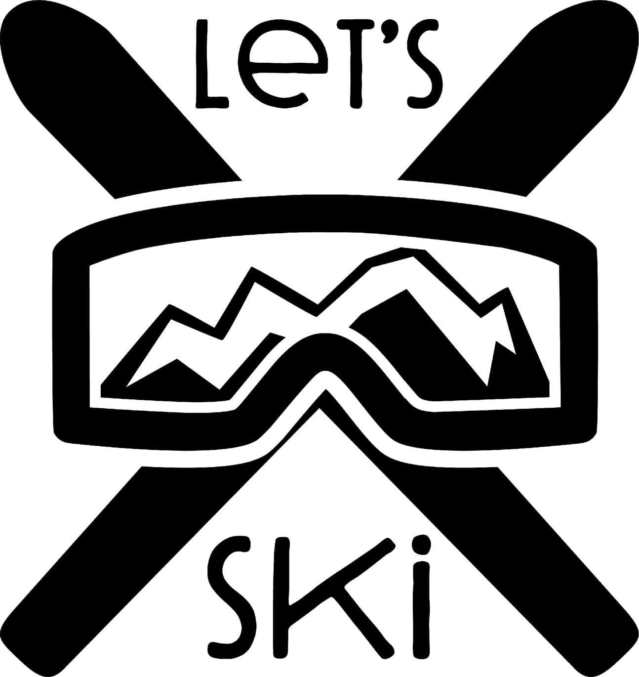 Lets Ski Crossed Skis Mountain In Goggles Slopes Snow Sports Wall Decals for Walls Peel and ...