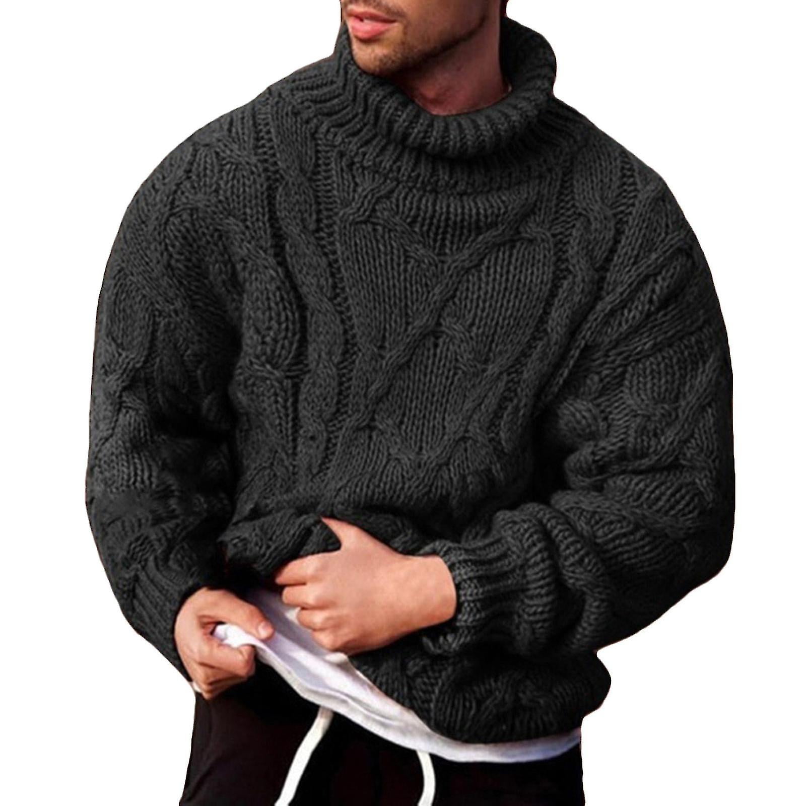 Click here for Benyan Men Chunky Knitted Jumper Roll Turtle Neck... prices