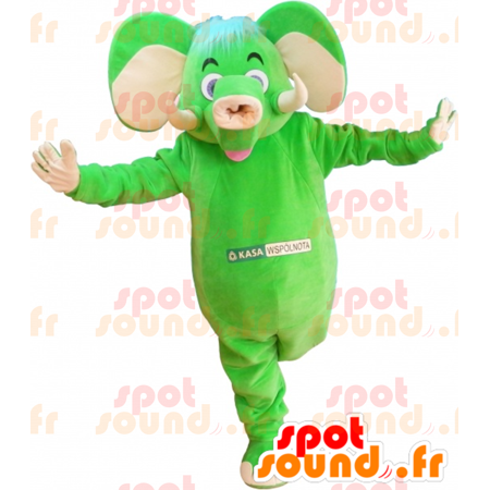 SPOTSOUND mascot of green and beige elephant, fun and colorful ...