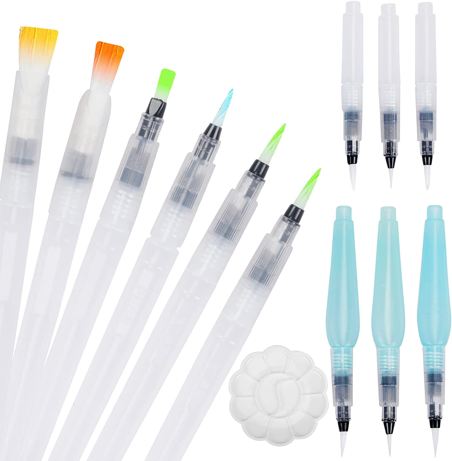TAZEMAT 12 x Watercolour Water Tank Brushes with Palette Water Brush ...
