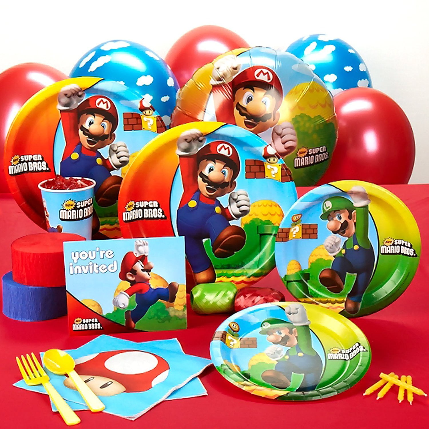 Super Mario Bros Party Supplies Standard Party Pack For 16 Includes
