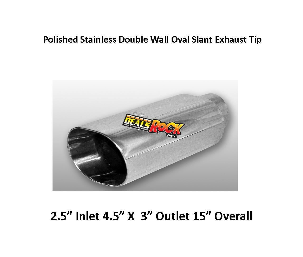 Brand New Polished Stainless Double Wall Exhaust Tip 2 1/2" IN 4 1/2 X ...
