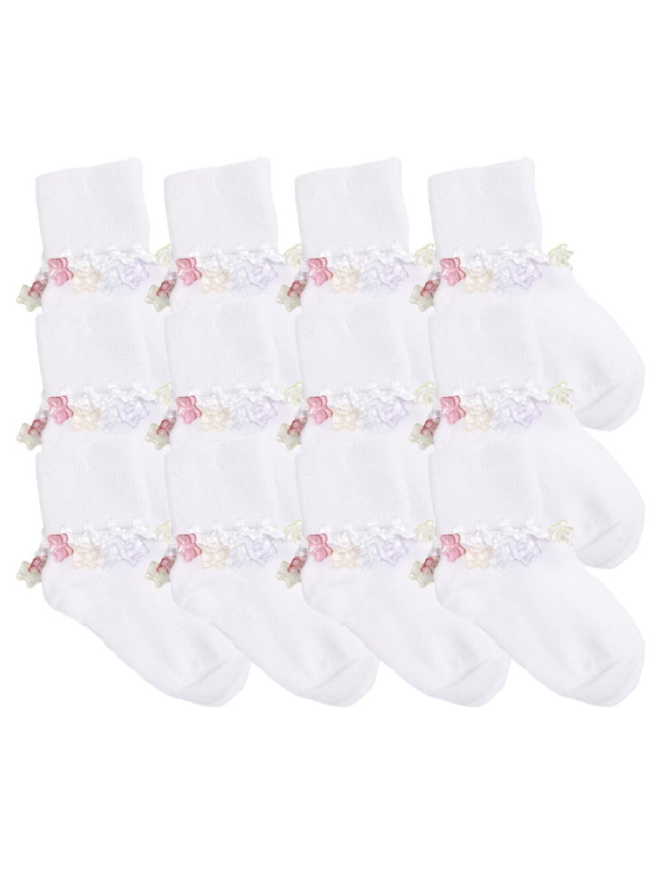 Circo Girls Turn-Cuff Socks with Jeweled Charms (12-Pairs) - Walmart.com