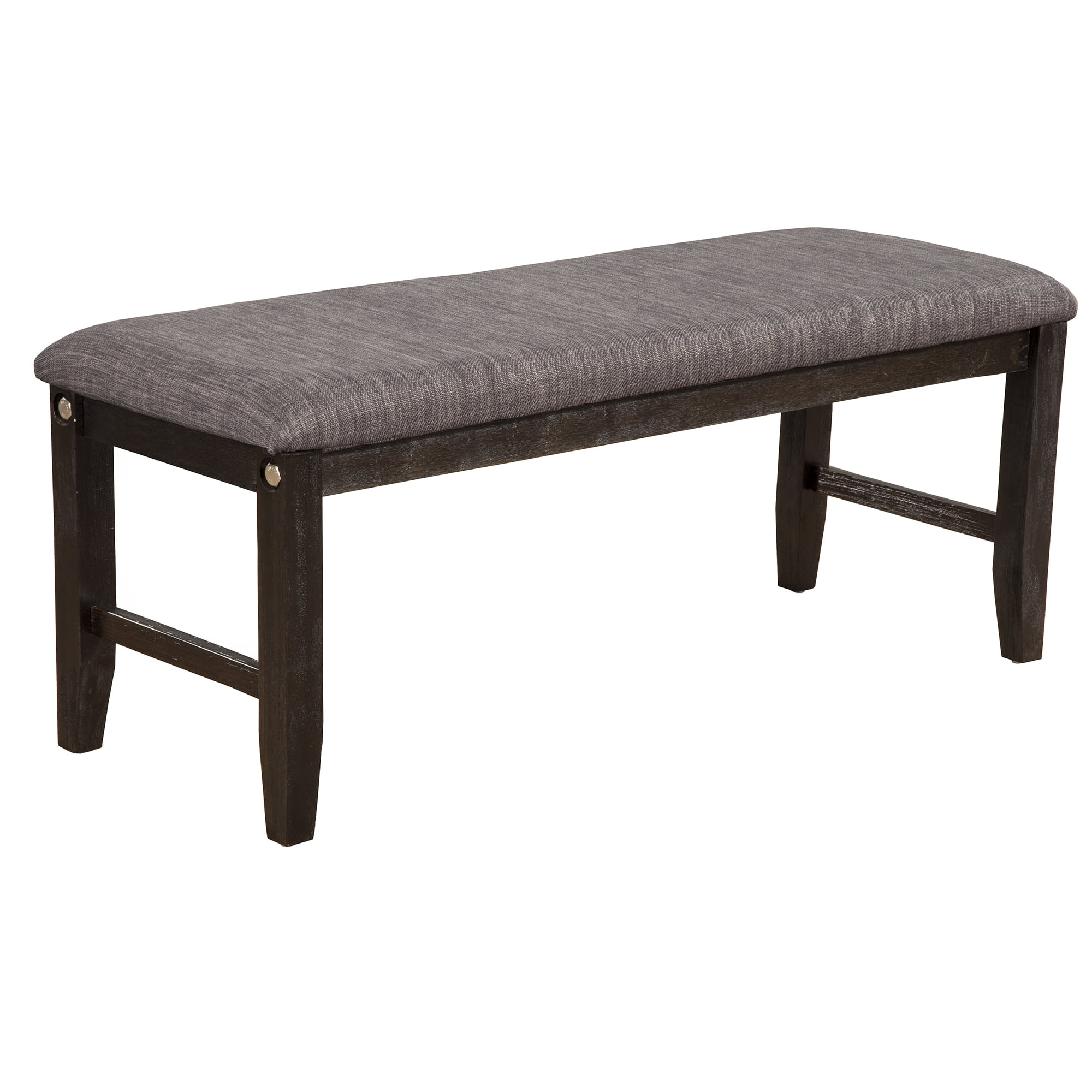 Farmhouse Wooden Dining Bench With Fabric Upholstered Seat Brown And