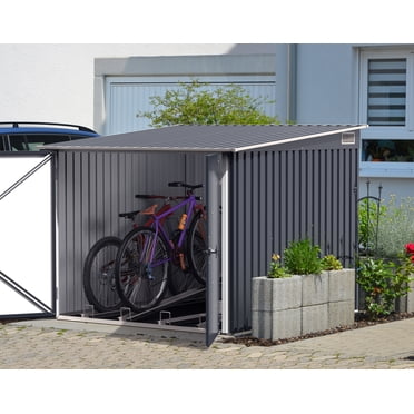 Duramax 55151 Metal Garage 12'x26' Metal Storage Shed Dark Gray with ...