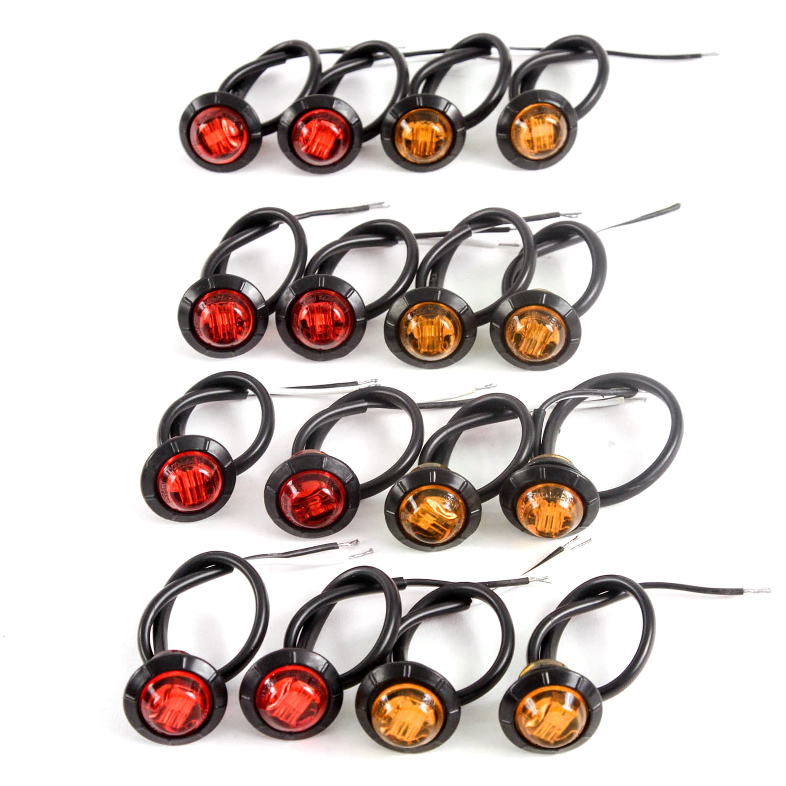 Red Hound Auto (8) 3/4 inches Amber & Red LED Clearance Side Marker ...