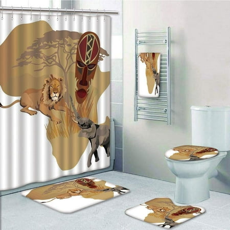 EREHome Safari Silhouette Africa Map Local Animal Elephant Lion Tribal ...