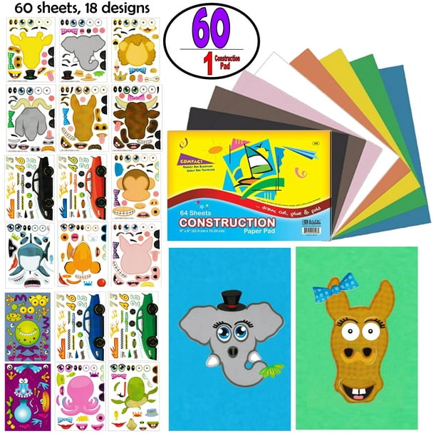 60 pc Variety Pack of Make A Sticker Sheets With 6x9" Background ...