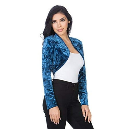 Fashion Secrets - Fashion Secrets Women`s Collarless Open Front Velvet ...