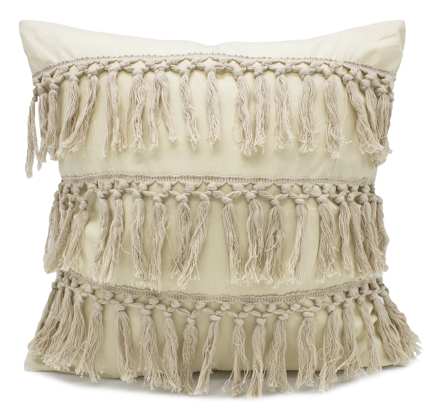 Stylish Fringe Tassels Decorative Throw Pillow (Khaki, 18