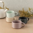 Thyme & Table 4-Piece Ceramic Ribbed Stackable Mug Set with Rack 12 fl oz - Walmart.com