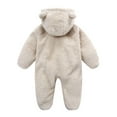 Caqnni Baby Little Girls Jacket Toddler Boys Buttons Fuzzy Hooded Bear Romper Jumpsuit Coat ...