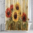 Summer Flowers Shower Curtain for Bathroom, Retro Watercolor Yellow Red ...