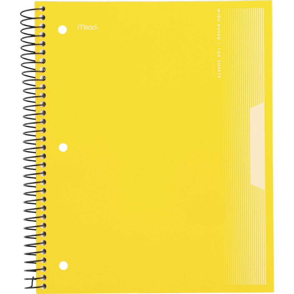 Mead Spiral Notebook, 5 Subject, Wide Ruled, 8 1/2" x 11", Yellow ...