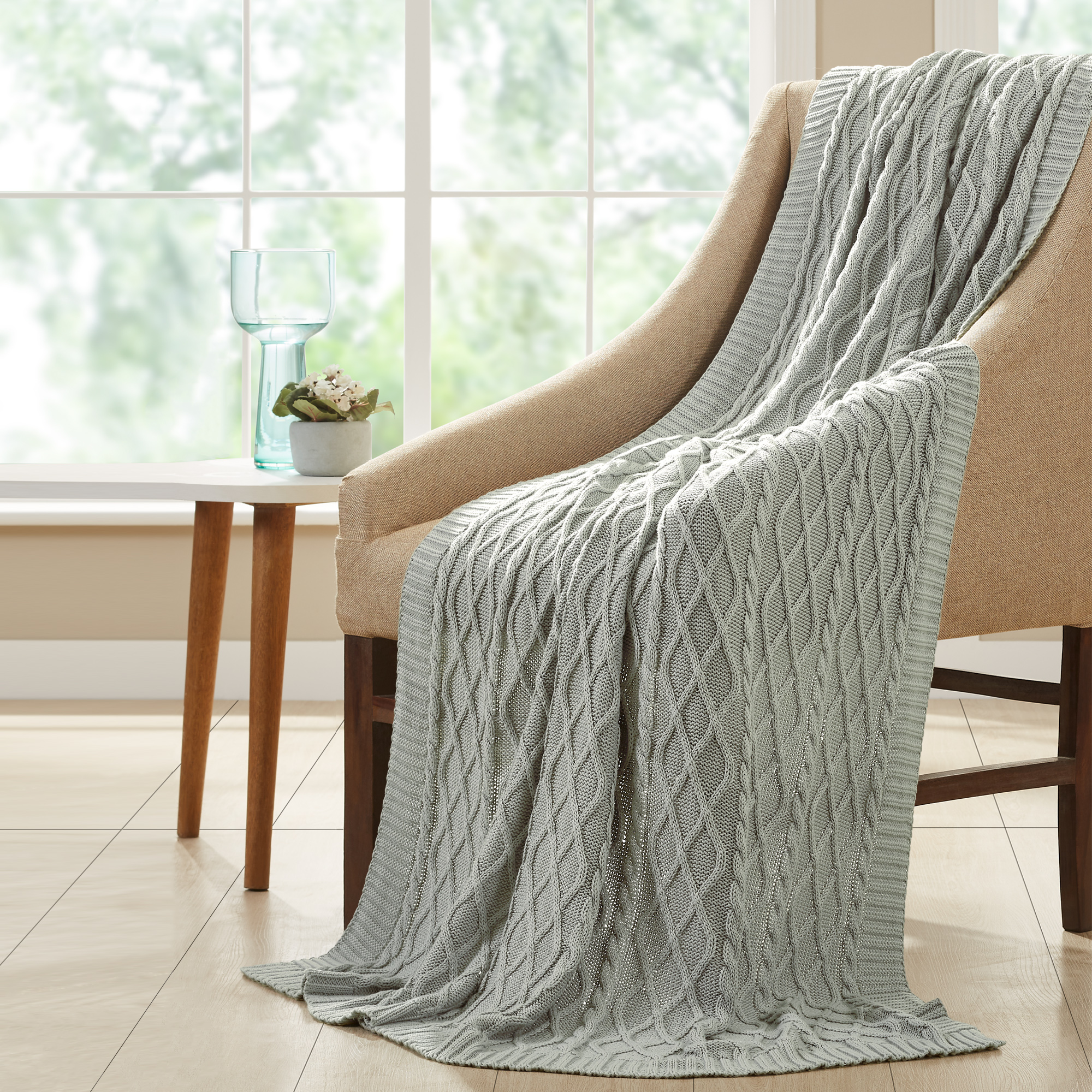 Amrapur Oversized Cable Knit Diamond 100 Cotton Throw Blanket 50 X Amrapur Oversized Cable Knit Diamond 100 Cotton Throw Blanket 50 X