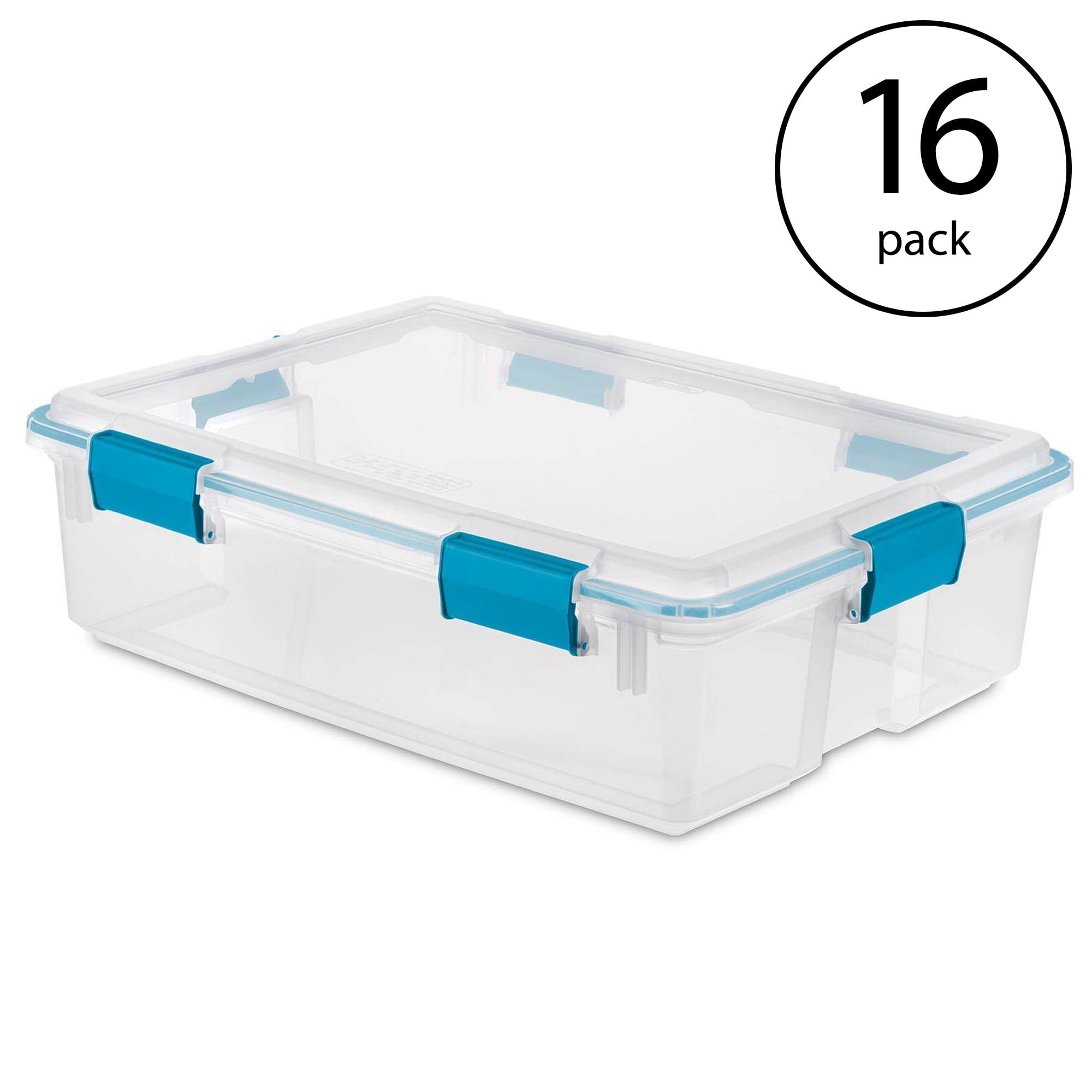 Sterilite 37 Qt Clear Plastic Storage Tote Bin with Secure Lids, (16 ...