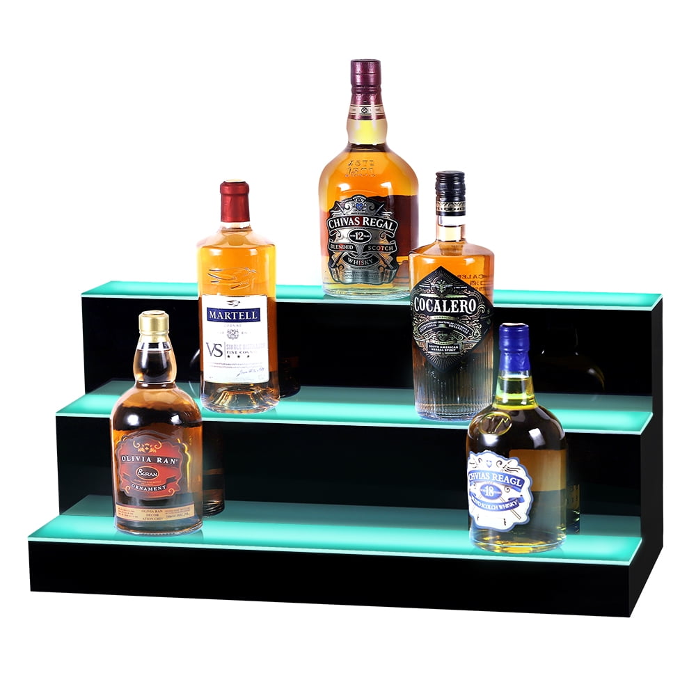 Ageszoe 3 Tier, 24 inch LED Liquor Shelf with Remote Control Acrylic ...