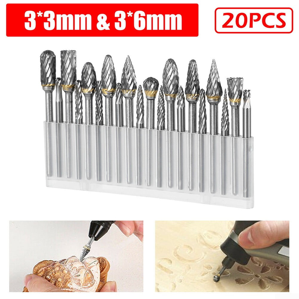 Buy 20pcs Set Carbide Rotary Cutter Burr Grinder Double-cut Solid For ...