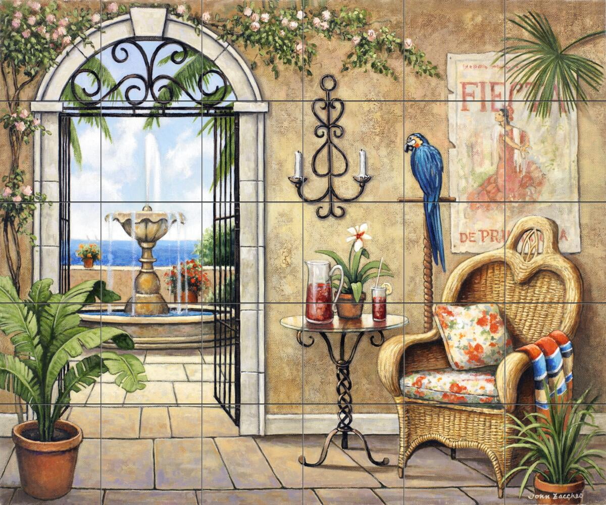 Tile Mural Kitchen Backsplash - Fiesta 2 - by John Zaccheo - Walmart.com