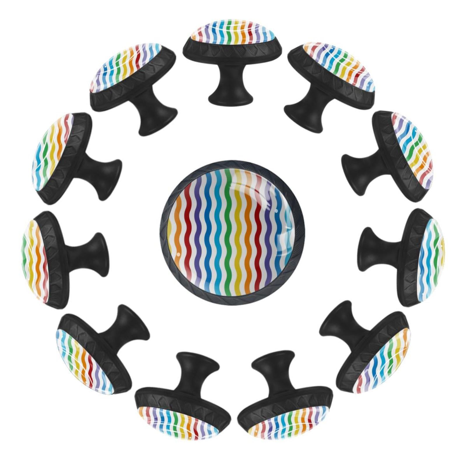 12 Pack Round Crystal Glass Knobs Wavy Rainbow Pull Handle for Kitchen ...