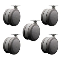 4 Inch Gray Heavy Duty Floor Safe Twin Wheel Casters Top Plate Set of 5 ...
