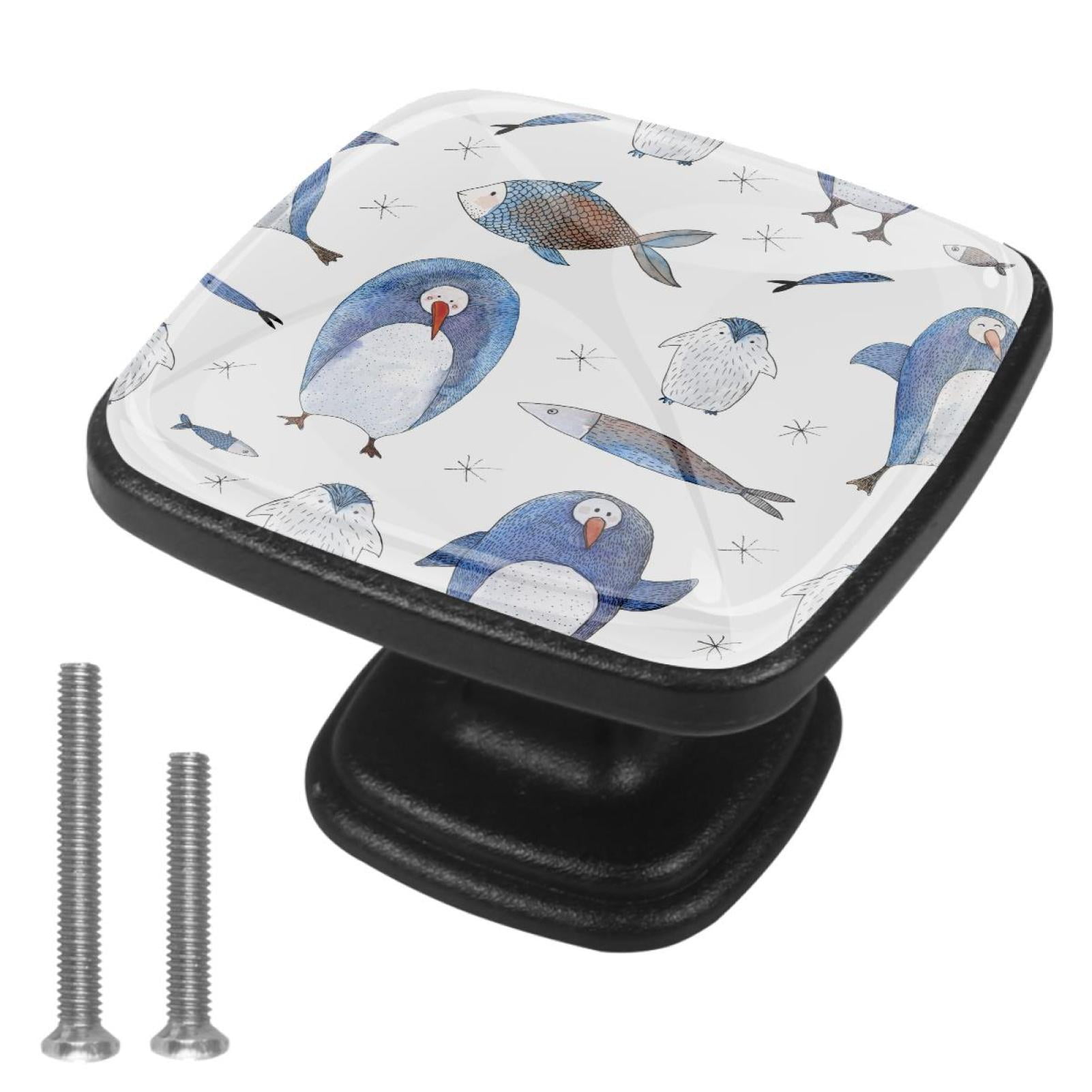 4 Pcs Cabinet Handle Drawer Pulls Penguin Knobs with Screws Square ...