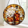 Bottle with Ice Glass Illustration Stained Glass Window Hanging ...