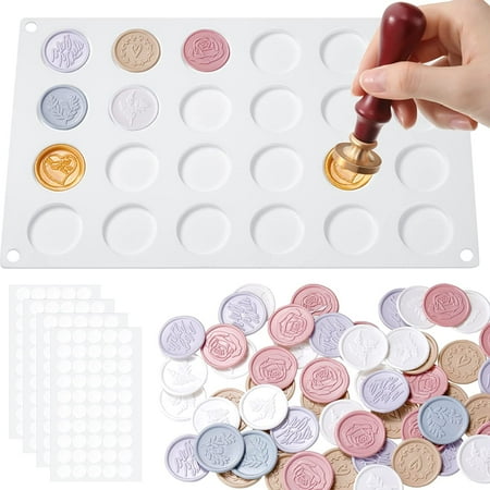 HUACA 24 Cavity Silicone Mat for Wax Seal Stamp with 200 Pcs Removable ...