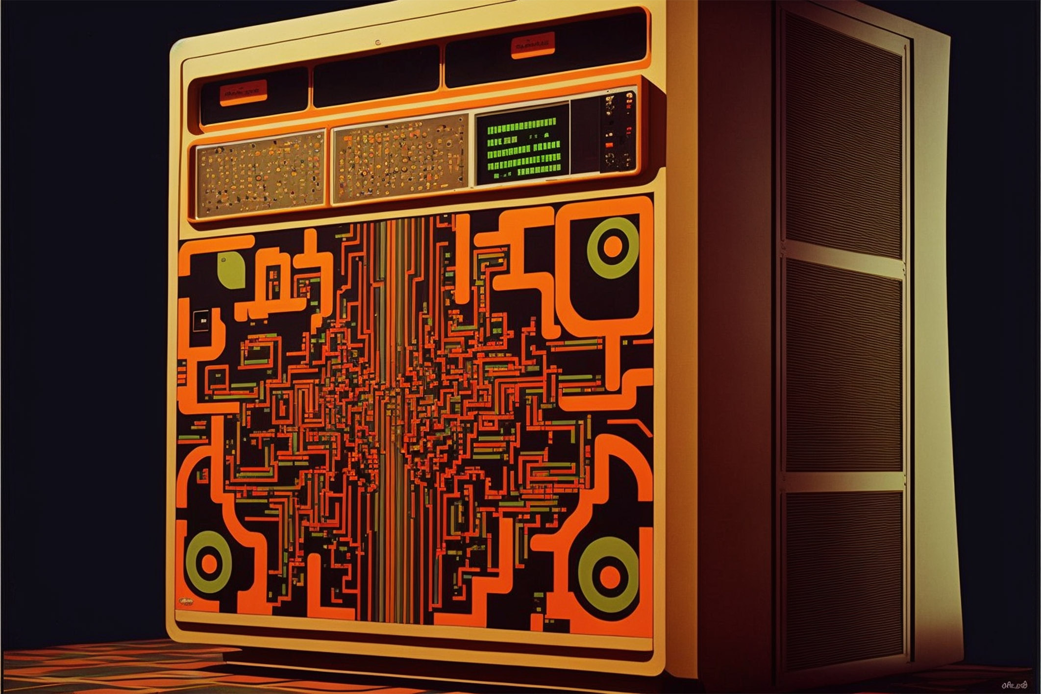 24x36 gallery poster, totally groovy 1970s supercomputer ai art p7 ...