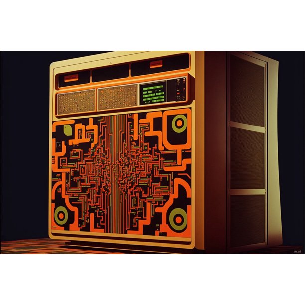 24x36 gallery poster, totally groovy 1970s supercomputer ai art p7 ...
