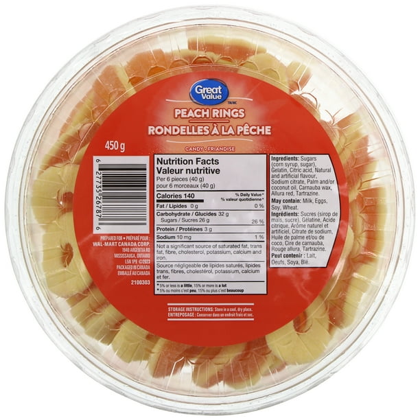 Great Value Peach Rings, 450 g - Walmart.ca