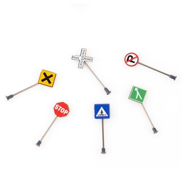 TFixol 14 Pieces Traffic Sign Set Street Signs Scale Model Signals ...