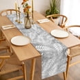 Ash Fronds Cotton Linen Table Runner Gray Silver Slate Leaf Plant ...