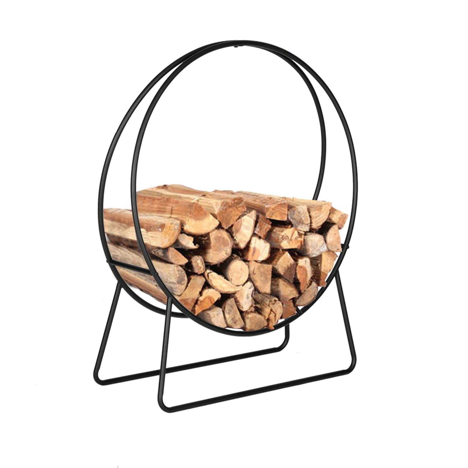 UBesGoo 40 in. Round Wrought Iron Fireplace Firewood Log Rack - Walmart.com